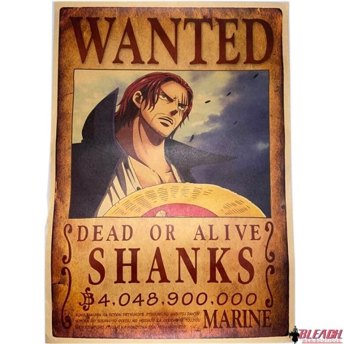 Bleach-web - Poster Wanted One Piece Shanks Le Roux – Bleach Web